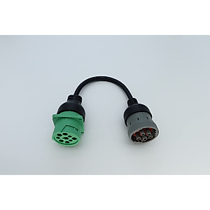 6pin J1708 to Type2 Green 9pin J1939 Adapter Cable for Trucker and car 1ft/30cm