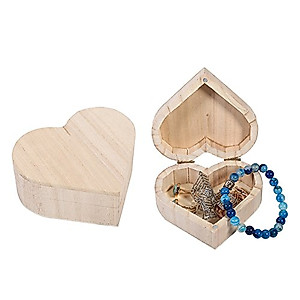 Yosoo Handcrafted Wooden Storage Box Heart Shaped Jewelry Box Container Organizer Portable