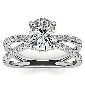 Siyaa Gems 2.35 CT Oval Moissanite Engagement Ring Wedding Bridal Ring Set Solitaire Accent Halo Style 10K 14K 18K Solid Gold Sterling Silver Anniversary Promise Ring Gift for Her (4)