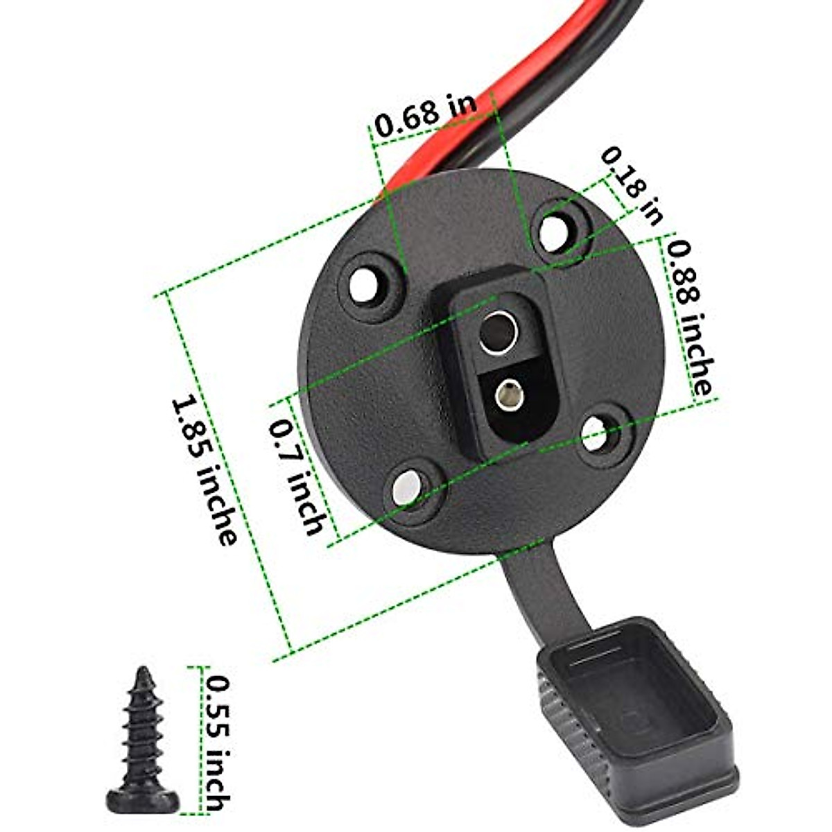 Bolloo SAE Power Socket Sidewall Port, Weatherproof SAE Quick Connect Solar Panel Mount Universal Flush-Mountable Connector, 16AWG SAE Cable with 4 Screws for Solar Generator Battery Charge (2 Pack)
