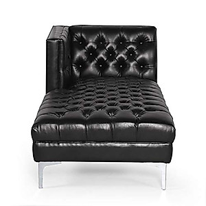 Christopher Knight Home Tignall Chaise Lounge, Midnight Black + Silver