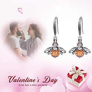 EleQueen 925 Sterling Silver Vintage Inspired Brown Crystals Queen Bee Earrings for Women Girls