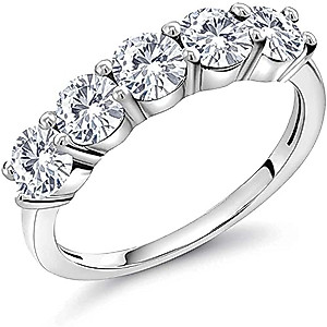 VINSON Forever Classic Moissanite Women Engagement Band Ring (0.80cttw, Round 3.5mm, Available in size All Size) (14)