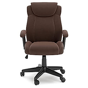 Signature Design by Ashley Corbindale Classic Upholstered Home Office Swivel Desk Chair, Brown & Black