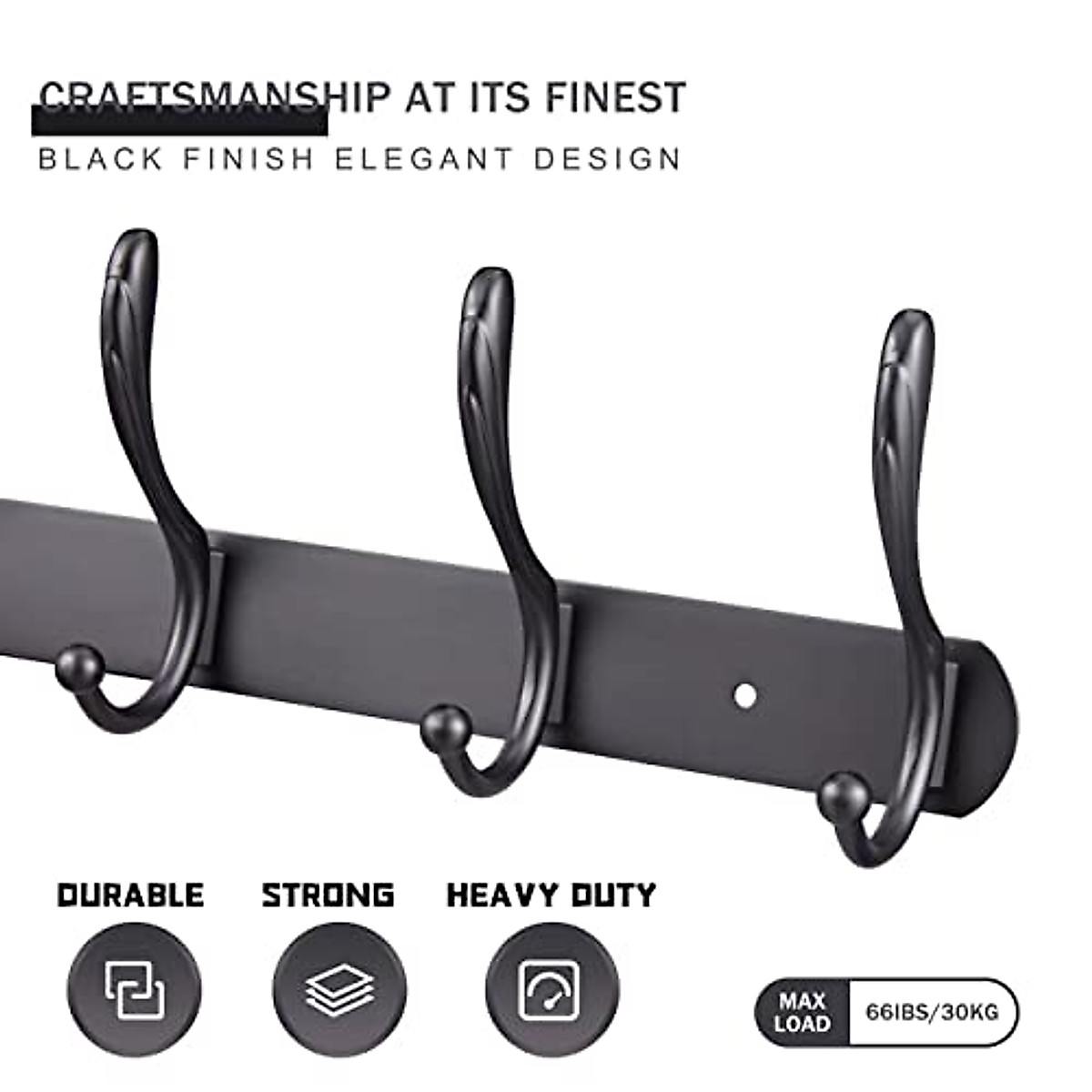 STZZ Wall Mounted Coat Rack, 2 Pack Stainless Steel Heavy Coat Hooks for Hanging Coats, Robes, Scarf, Towels, Keys, for Bathroom, Bedroom,Corridor,Entryway(Black)