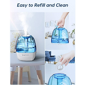 Cool Mist Humidifier - 4.5L Ultrasonic Humidifiers for Bedroom, Quiet Humidifier Large Room with 3 Mist Levels, Sleep Mode, Smart Timer, Night Light, All Night Moisture Humidifier for Baby Home Office