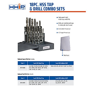 HHIP 1011-0018 18 Piece High Speed Steel Tap and Drill Combo Set