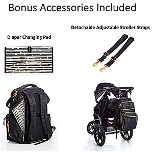 KYREEN Diaper Backpack Set Includes Backpack Straps, Baby Changing Pad, Small Organizing Pouches and a Bag Strap for Your Stroller - Thick Luggage Sleeve with Security Pouch for Travel