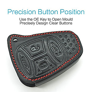 MECHCOS Compatible with fit for Jeep Wrangler Jeep Compass Liberty Patriot Commander Grand Cherokee Leather Keyless Entry Remote Control Smart Key Fob Cover Pouch Bag Jacket Case Protector Shell