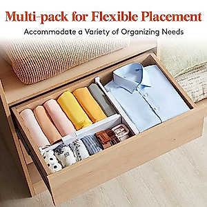 Lifewit 8 Pack Drawer Dividers Plastic 4" High, 11-17" Adjustable Drawer Organizers for Clothes, Expandable Dresser Separators in Bedroom/Bathroom/Kitchen/Fridge/Office Organization and Storage