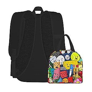 MXSLOVE Casual 2 Pieces Backpack Set, Battle for Bfdi Shoulder Bookbag Travel Bag with Lunch Tote