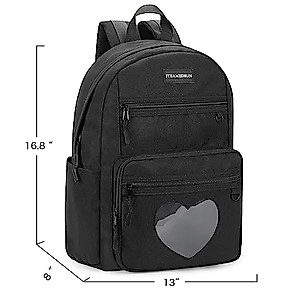 STEAMEDBUN Aesthetic Backpack for Teen Girls, Kawaii Backpack for School, Cute Ita Backpack with Insert(heart black)