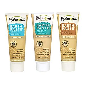 Redmond Redmond earthpaste - natural non-fluoride toothpaste, 4 ounce tube (3 pack, peppermint, wintergreen, cinnamon)