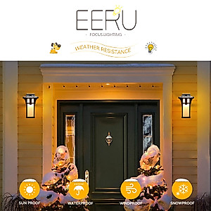 EERU Porch Lights Wall Mount Outdoor Wall Lantern Waterproof Aluminum with Frosted Glass Exterior Light Fixtures Modern Classic Outdoor Wall Lights for Outside House Deck Patio Garage Lighting, Black