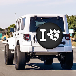 Foruidea I Love with Black Heart Paw Print Dog Spare Tire Cover Dust-Proof Wheel Tire Cover Fit Trailer, RV, SUV and Many Vehicle 17 Inch