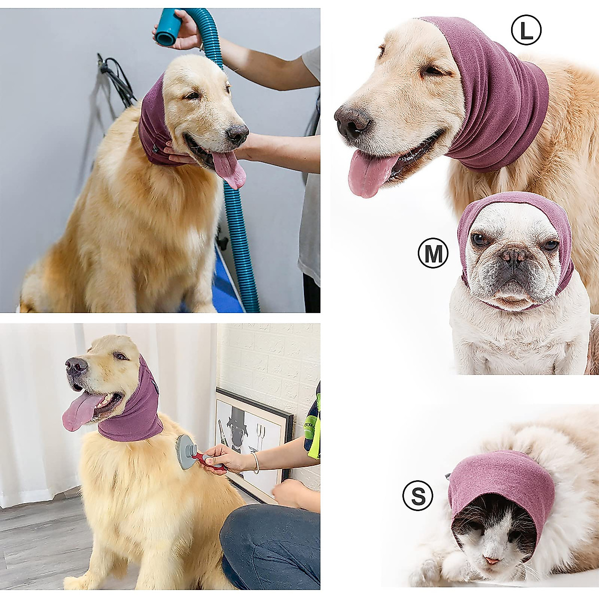 Dog Ear Cover for Anxiety Relief, Dog Calming Hood for Grooming and Bath Drying, Pet Cats and Dogs Ear Protector (Medium)