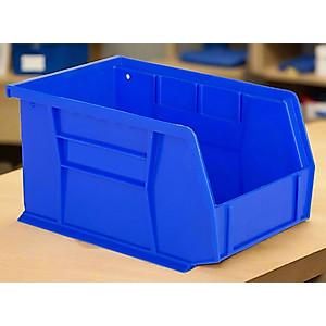 Hudson Exchange 9-1/2" x 6" x 5" Plastic Stackable Storage Bin and Hanging Container (Blue)