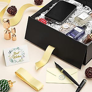 Black Gift Box with Lid, 9x7x4'' Gift Boxes for Presents with Ribbon and Greeting Card Magnetic Closure, Groomsman Proposal Box for Wedding,Birthday,Anniversary,Christmas Gift Luxury Wrap