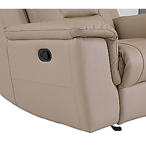 Blackjack Furniture Walker Leather Match Upholstered Reclining Living Room Sofa, Beige