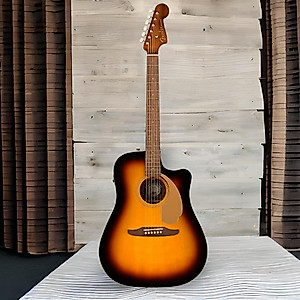 Fender Redondo Player Acoustic Guitar, with 2-Year Warranty, Sunburst, Walnut Fingerboard