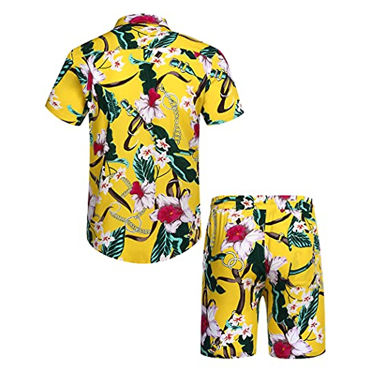 COOFANDY Men's Hawaiian Set Casual Floral Print Shirt Summer Shirt and Shorts