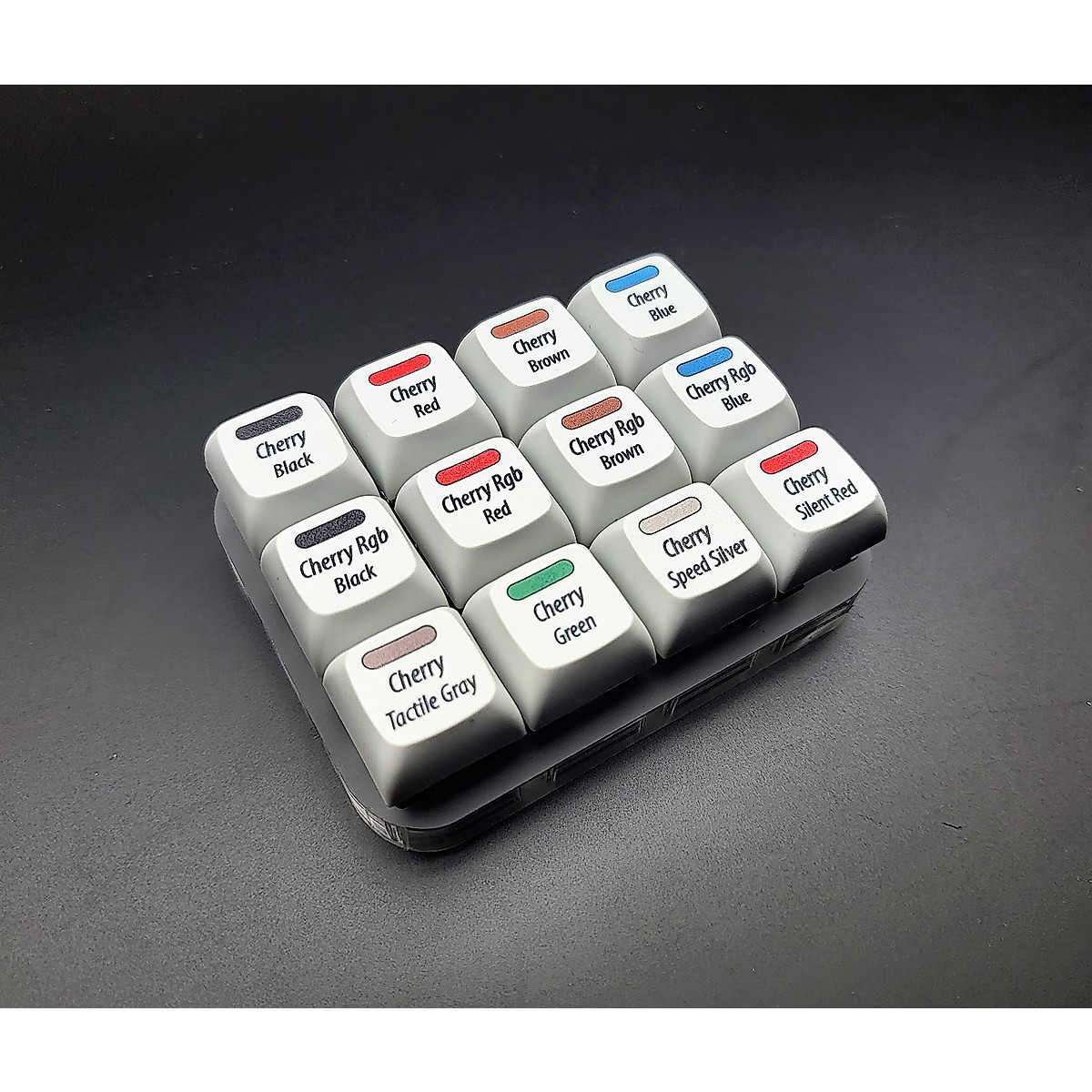 Max keyboard Cherry MX Switch Tester Switch Sampler Mechanical Keyboards 12-Key Switch Testing Tool (Printed PBT Keycaps with Cherry MX keyswtich Color Included)