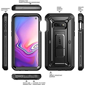 SUPCASE Unicorn Beetle Pro Series Designed for Samsung Galaxy S10e Case (2019 Release) Full-Body Dual Layer Rugged With Holster & Kickstand With Built-in Screen Protector (Black)