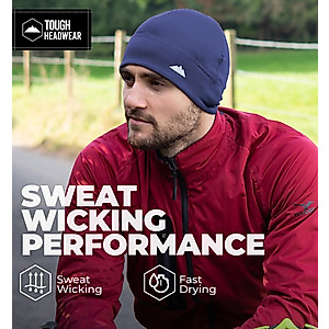 Tough Headwear Skull Cap - Skull Caps for Men and Women - Motorcycle Bike or Football Helmet Liner - Warm Mens Womens Head Liners - Winter Running Beanie Hat - Navy Blue