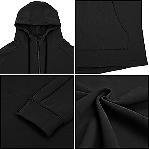 GYMELITE Men's 1/4 Zip Fashion Pullover Hoodie Athletic Workout Fit Cotton Blend Hooded Sweatshirts Casual Long Sleeve with Pockets(BK L Black