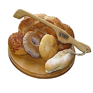 BREAD Knife islice.ca Bagel Knife - solid oak bow bread slicer for homemade bread - 17 inch - easy grip handle. For sourdough loaf & baguettes, easily slices crusty and hot loaves premium kitchen gift