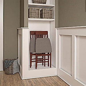 CoscoProducts COSCO Mission Back Solid Wood Folding Chair with Thick Fabric Padded, Walnut, 2-Pack, Triple Braced with Locking Mechanism, for Everyday Dining or Extra Seating