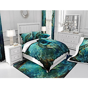 Feelyou Hunting and Fishing Pattern Duvet Cover Big Pike Fishing Bedding Set for Kids Underwater Animals Theme Comforter Cover Rustic Farmhouse Bedspread Cover Bedroom Collection 2Pcs Twin Size