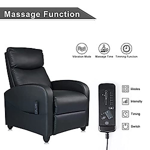 SMUG Recliner Chair, PU Leather Massage Chair Full Body Living Room Chair Adjustable Home Theater Seating Winback Single Sofa Chair Padded Seat Push Back Recliners Armchair for Living Room
