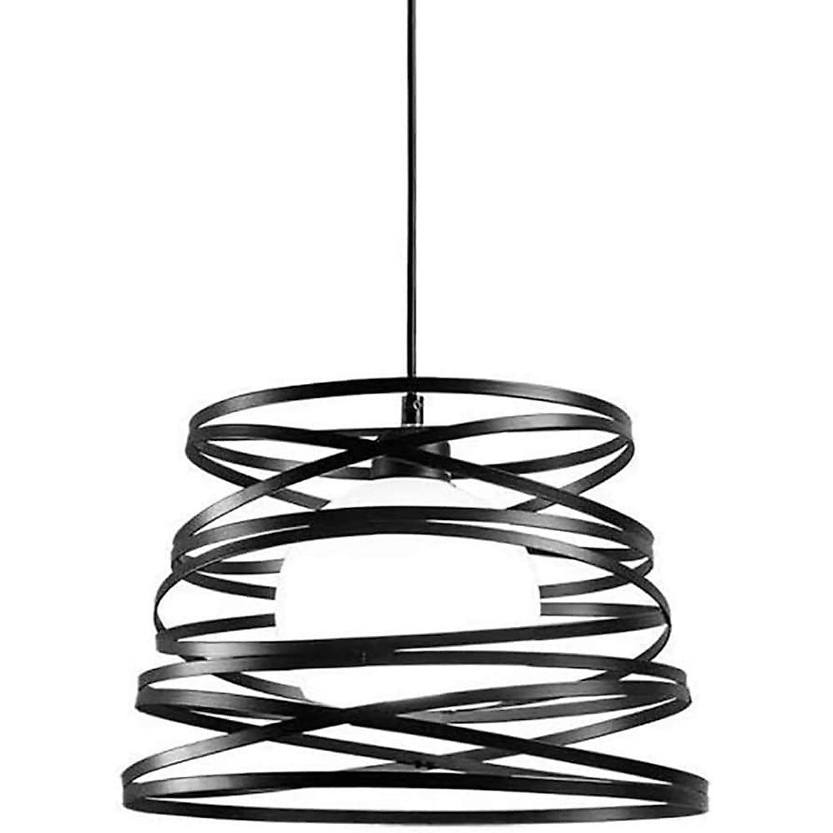 DULAB Wrought Iron Spiral Decorative Pendant Lamp, Retro Creative Black Lampshade Hanging Light, Ceiling Lighting Fixture，Chandelier is English Porch Bedroom Homestay.
