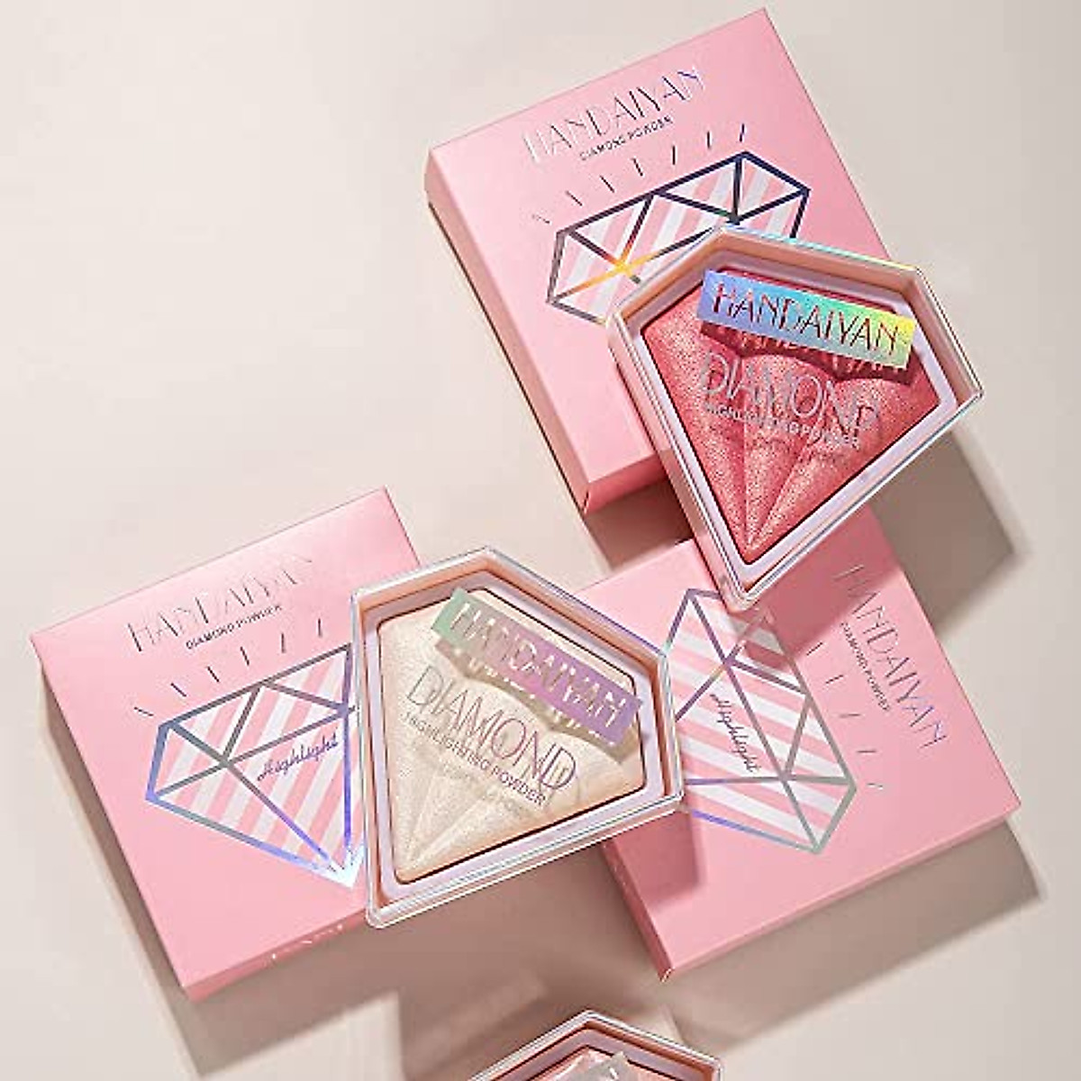 AKARY Face Glitter Blush Pink Shimmer Highlighter Blusher Powder Makeup Cosmetics Facial Contour Corrector Shine Rouge (#01 Pearl White)