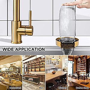 Metal Kitchen Sink Glass Rinser, Sprayer Faucet Bottle Washer Cup Cleaner Kitchen Sink Accessories, Quick Rinse for Home Bar Faucet, Gold