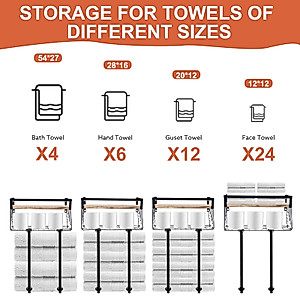 Dntorx Towel Racks for Bathroom, Wall Towel Holder with Storage Basket Bathroom Towel Rack Wall Mounted Holder Bath Towel Storage Towel Shelves Organizer for Bathroom, Rv