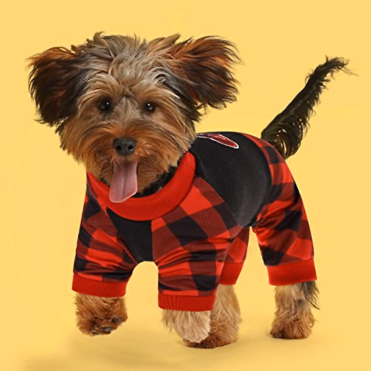 Dog Pajama Soft Dog Onesie Stretchy Pjs Pet Clothes Cat Shirt Outfit for Christmas Eve Costume Heart Reindeer Pattern