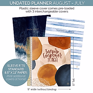 bloom daily planners Undated Academic Year Teacher Planner & Calendar - 7 Period Lesson Plan Organizer Book with Frosted Cover (9" x 11") (Interchangeable Cover)