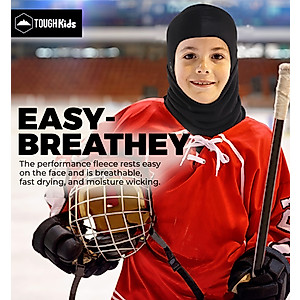 Tough Headwear Ski Mask for Kids - Kids Balaclava, Toddler Neck Warmer, Kids Helmet Liner - Kids Ski Neck Gaiter & Kids Ski Mask Fleece Hood Black