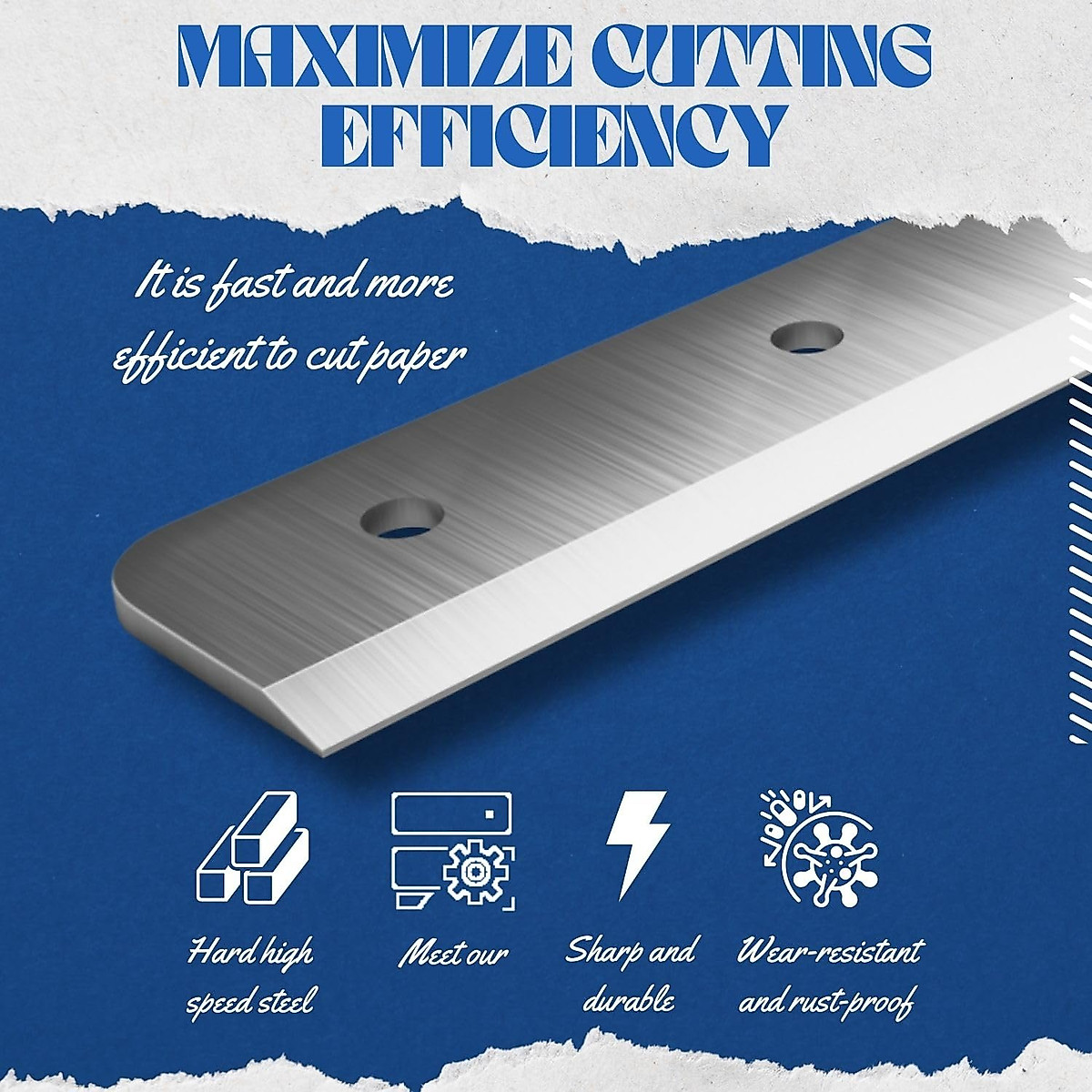 Flexzion 15-Inch Paper Cutter Blade Replacement - Heavy Duty Steel Blade for Professional Industrial A4 Guillotine Cutter, Paper Trimmer Machine Spare Blade