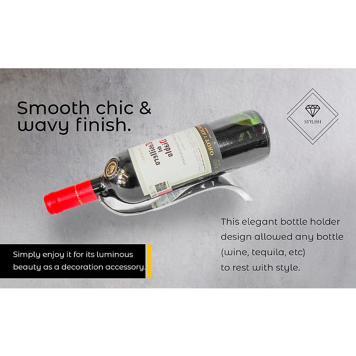 Minimalist Bottle Holder. Handcrafted, Stylish, Made of Recycled Aluminum.