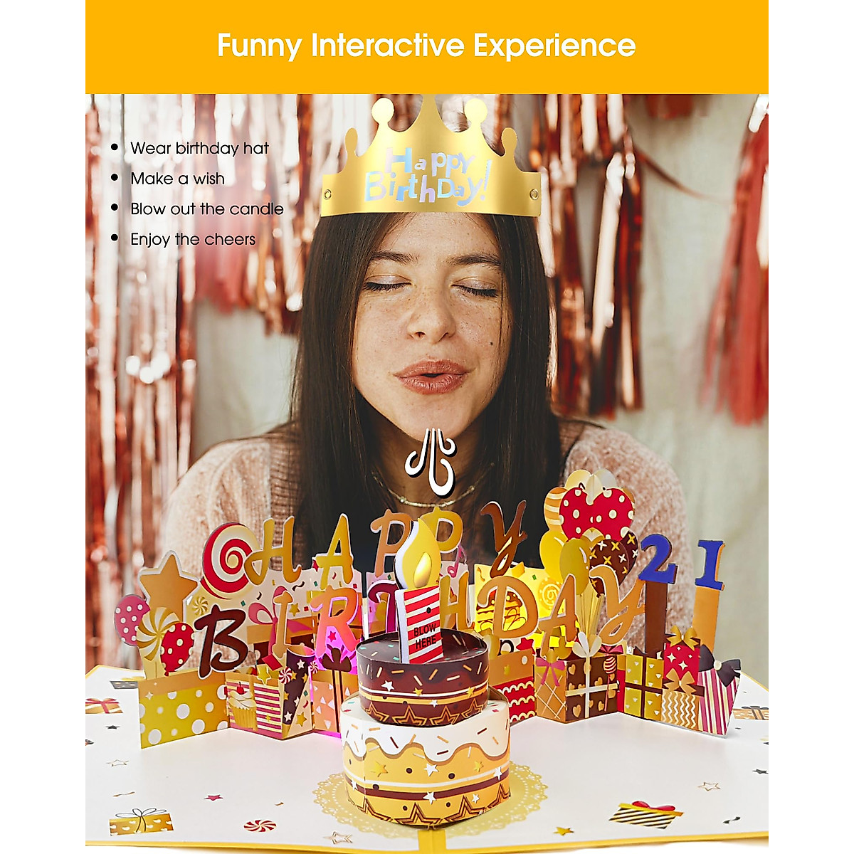 Ytanhr Upgraded Birthday Cards - 3D Pop Up Birthday Card with Happy Birthday Song and Lights, Happy Birthday Card, Unique Birthday Gifts for Women Men Kids (All Age)