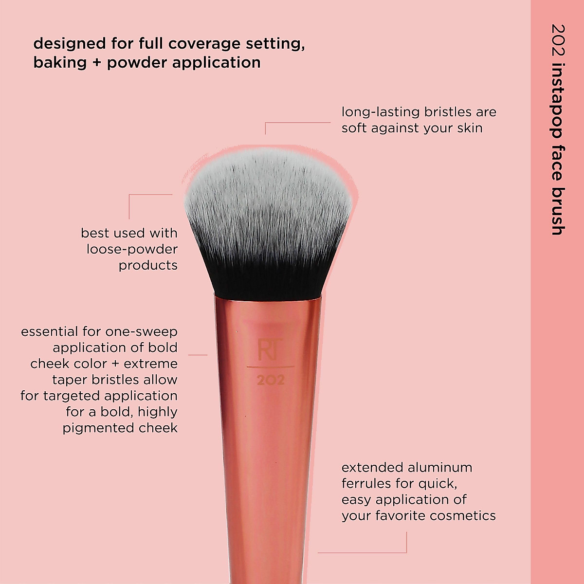 Real Techniques Seamless Complexion Makeup Brush, For Foundation, Primer, & Moisturizer, Multipurpose Foundation Brush Or Skincare Tool, Streak-Free, Buildable Coverage & Natural Finish, 1 Count