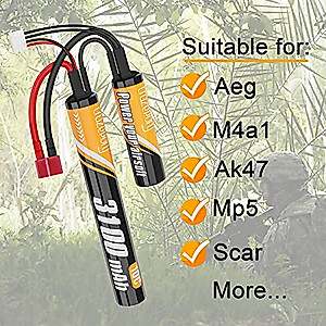 Crazepony Airsoft Battery 11.1v Nunchuck - 3100mAh Mini Rechargeable Tactical Aeg M4 Ak47 Small Lithium Ion Batteries with Deans to Tamiya for Airsoft Rifle