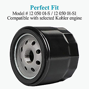 HOODELL 2 Pack 12 050 01-S Oil Filter Fits Kohler Engine Lawn Mower, Troy Bilt Bronco 12 050 01, Professional 1205001-S 12 050 01-S1 Oil Filter