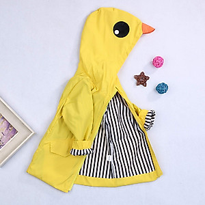 YOUNGER TREE Toddler Baby Boy Girl Duck Raincoat Cute Cartoon Hoodie Zipper Coat Outfit (Yellow, 24 Months)