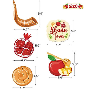 Yaaaaasss! 30PCS Jewish New Year Hanging Swirl Decorations Rosh Hashanah Greeting Shana Tova Hanging Decor Double-Sided Shofar Honey Apple Pomegranate Bread Jewish Holiest Day Celebration Supplies