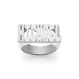 Silver N Style Lee 133Z Personalized Gold 10mm Large Size Block Letter Name Ring (Yellow Gold 10k, 10.5)