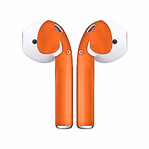 APSkins Silicone Case and Stylish Skins Compatible with Apple AirPod Accessories (Orange Case & Skin)